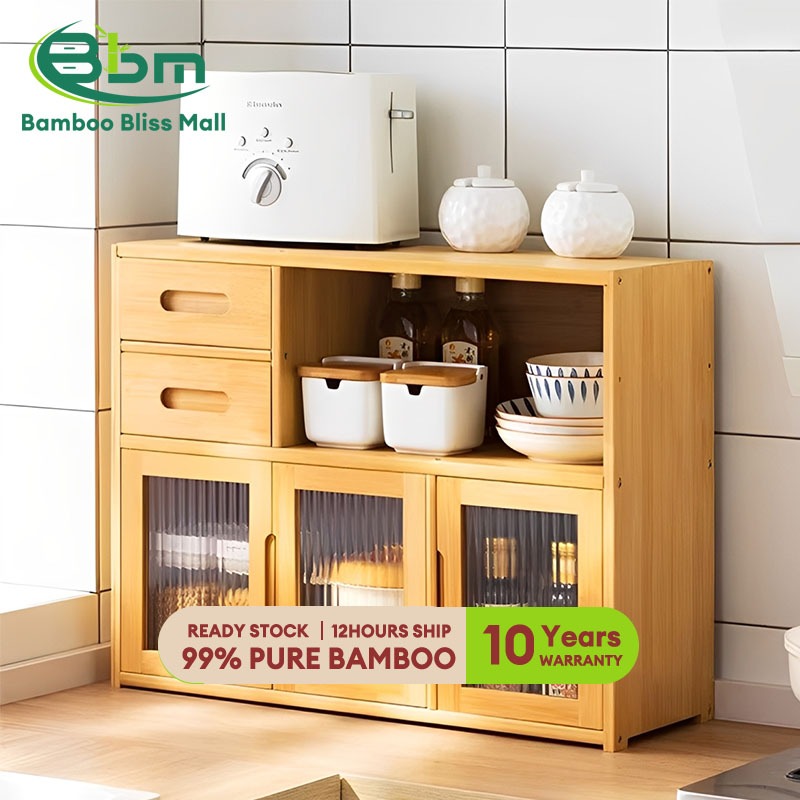 BBM Bamboo Kitchen Cabinet With Drawer Almari Dapur Bertutup Kabinet ...