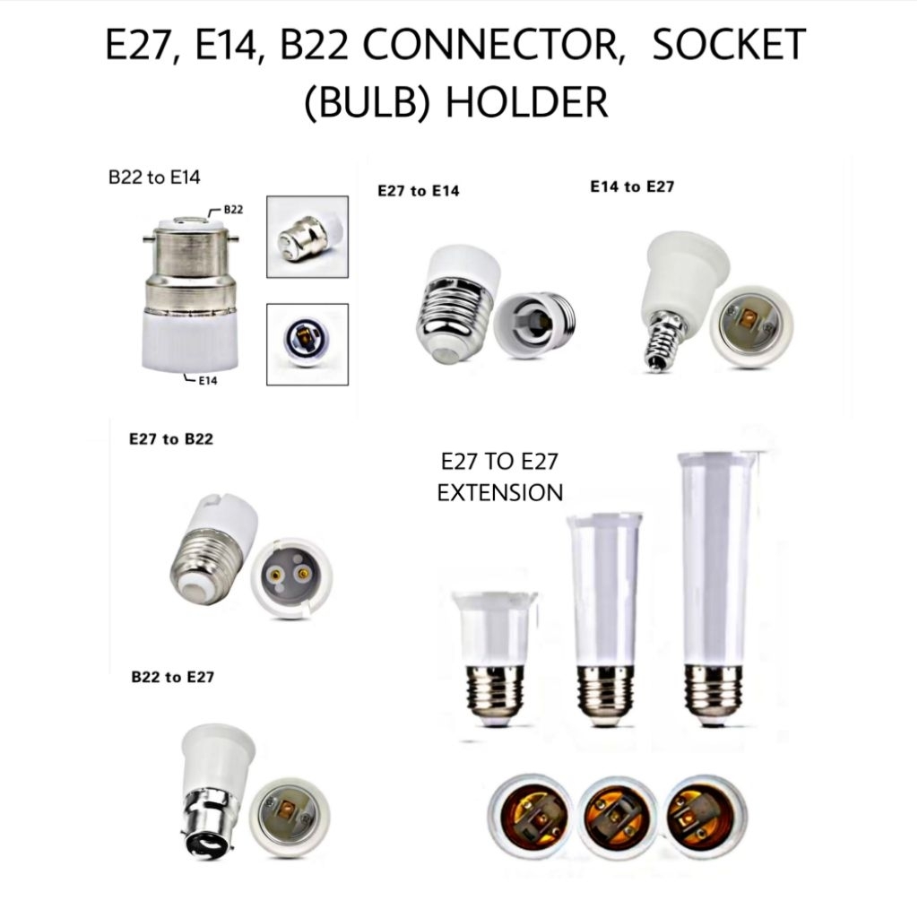 E27 , B22 , E14 Bulb Extension Socket Energy Saving Bulb Lamp Sockets ...