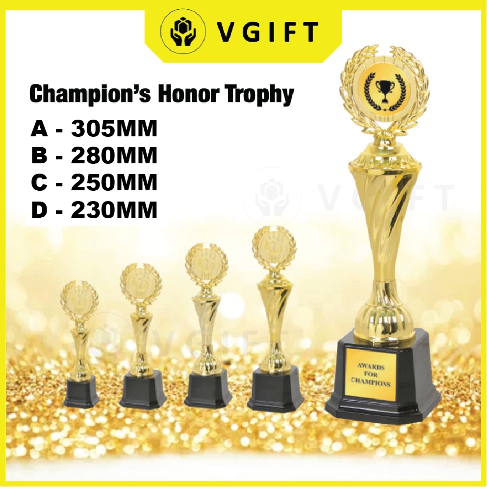 (KL Seller) TROPHY 19537 Gold + LABEL + LOGO ( HADIAH SUKAN DAN HADIAH ...