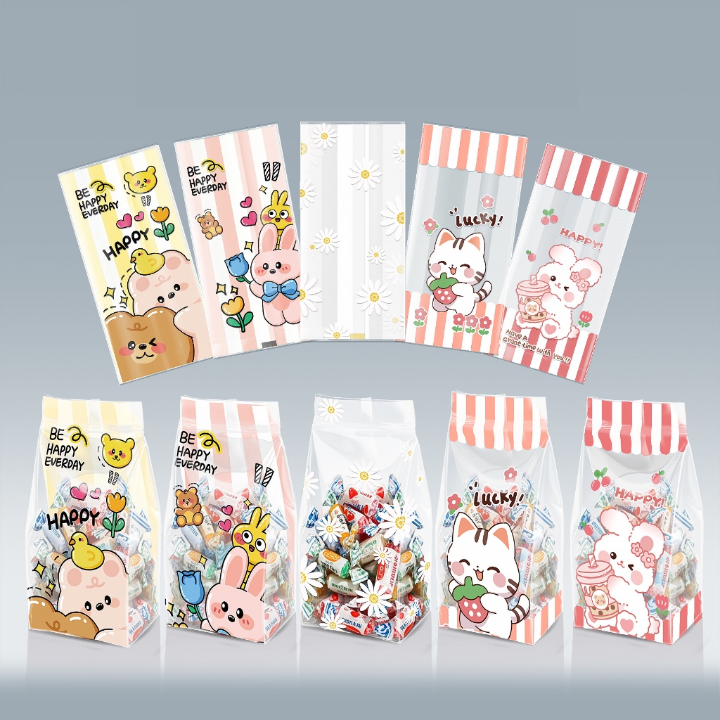 50pcs/+-pack Transparent Cookies Bag Biscuit Bag Packaging Plastic ...