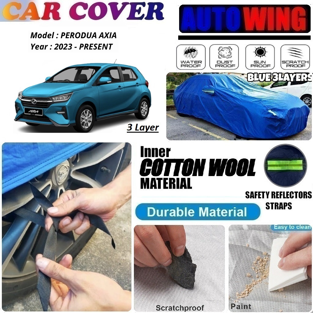 Perodua Axia New Car Body Cover Outdoor Protection Waterproof Dust Kain ...