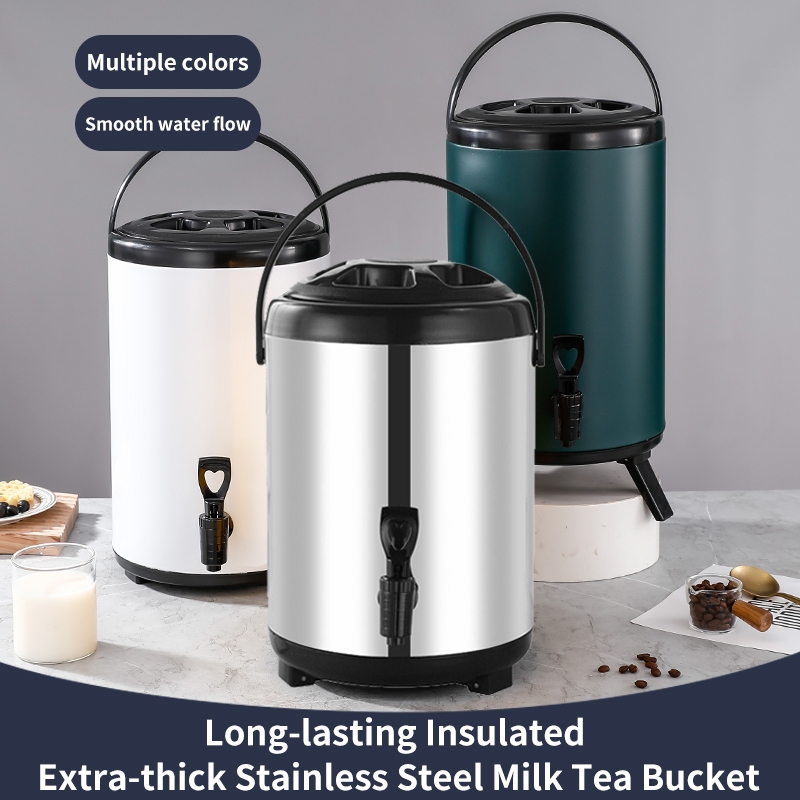 Stainless steel milk tea buckets cold and hot insulation buckets double ...
