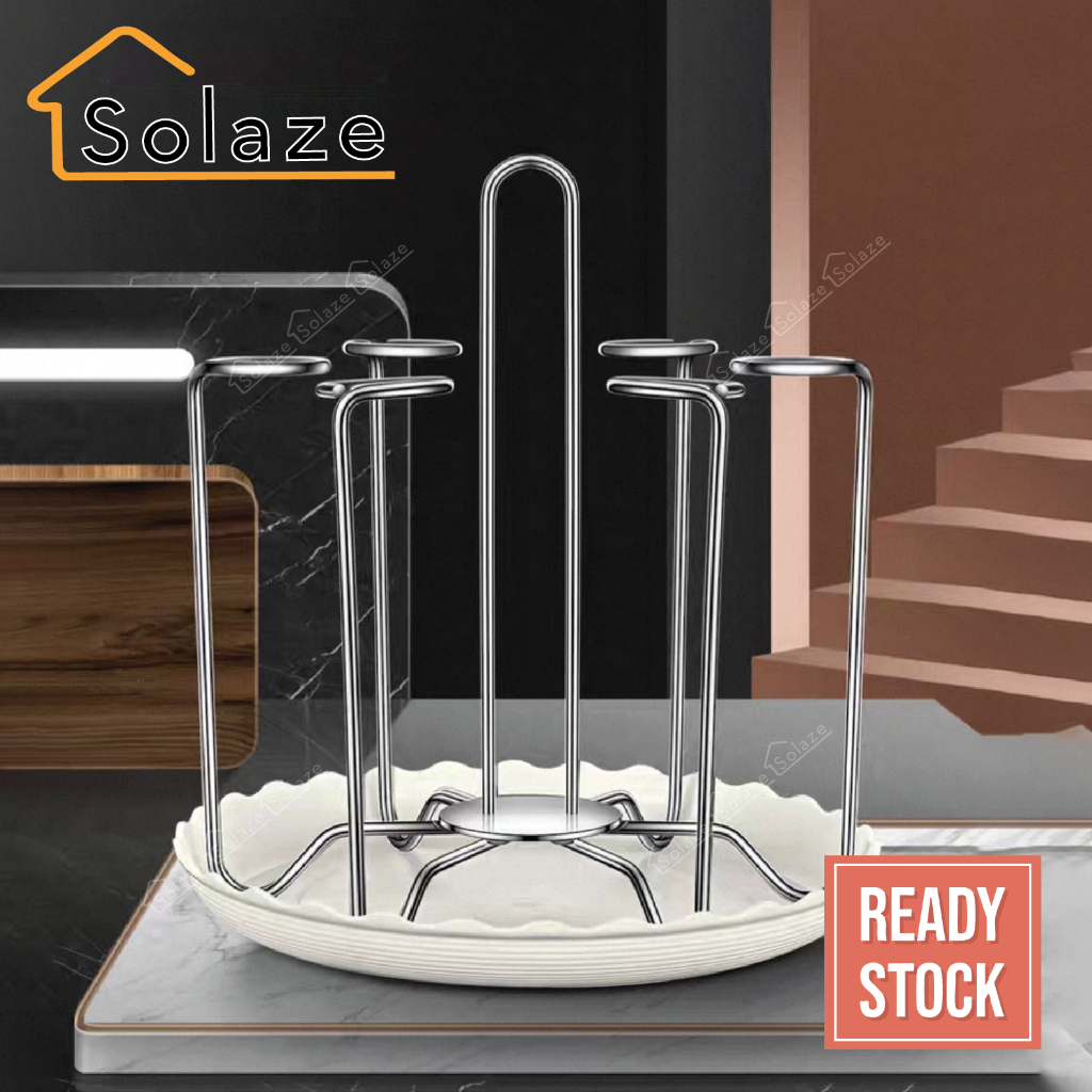 Solaze 304 Stainless Steel Countertop Cup Drying Rack with Drain Tray ...