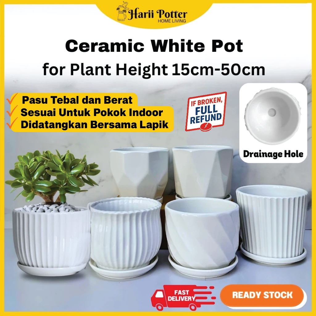 Ceramic Pot For Plant White Pot Flower Pot Ceramic Pasu Putih Pasu ...