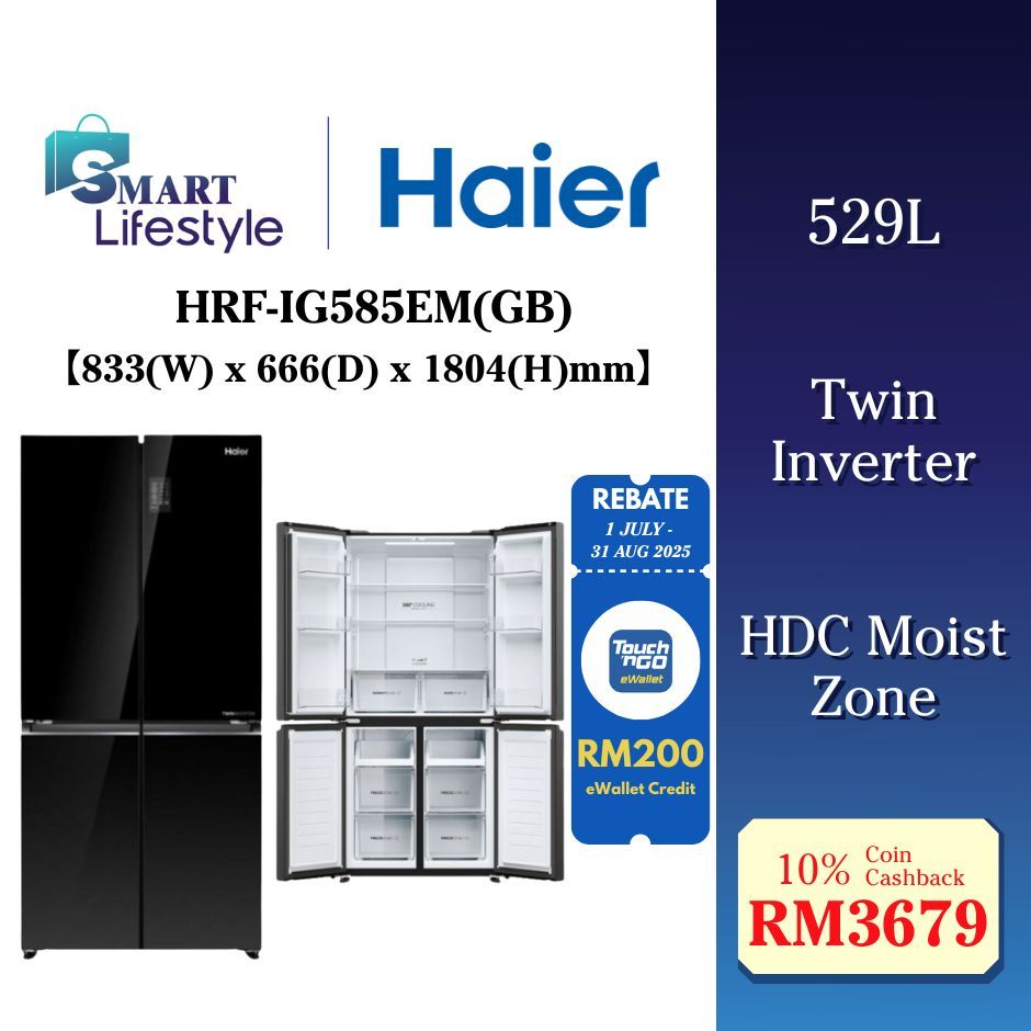 Haier 529L Side by Side Twin Inverter Refrigerator with HCS Moist Zone HRF-IM585 / HRF-IG585 ...