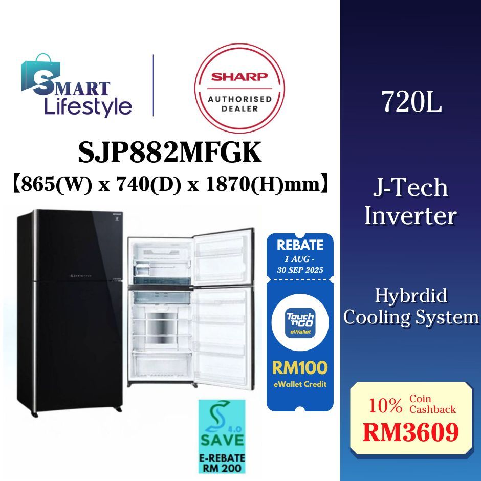 《Save 4.0》Sharp J-Tech Inverter Pelican Refrigerator (720L) SJP882MFGK ...