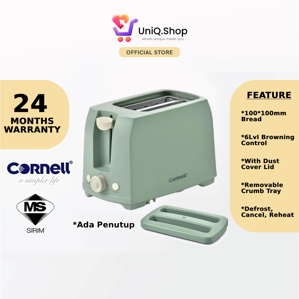 Cornell 2 Slices Bread Toaster (with Lid) | CT-2001DC (Pembakar Roti ...