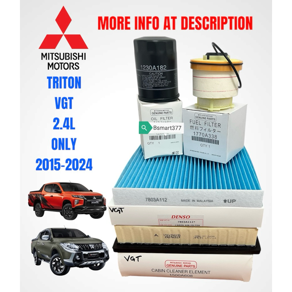 Mitsubishi triton vgt 2.4L mivec diesel(2015-2024) air filter/oil ...