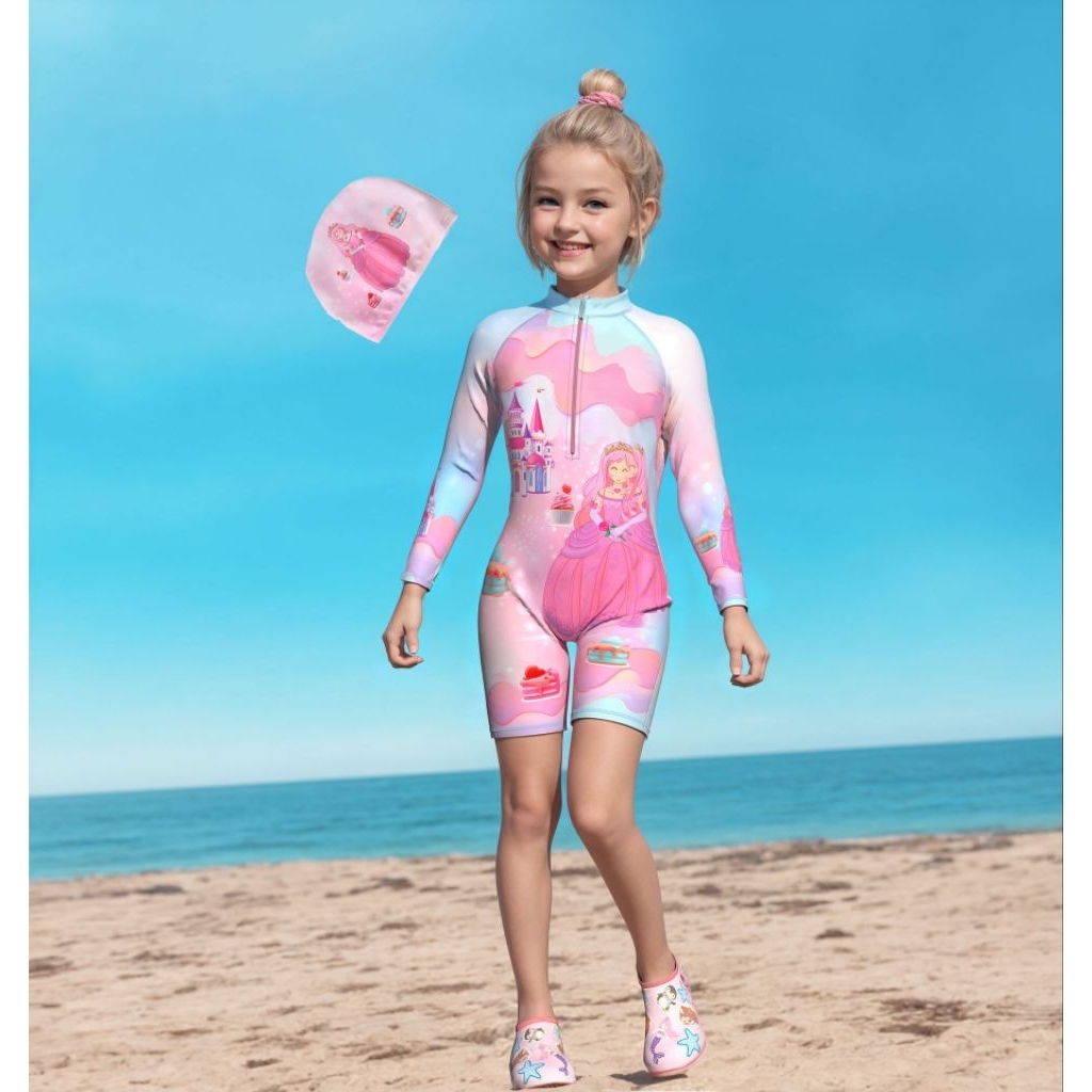 Long Arm Series Baju Renang Panjang Lenggan Muslimah Swimming Suit Kids ...