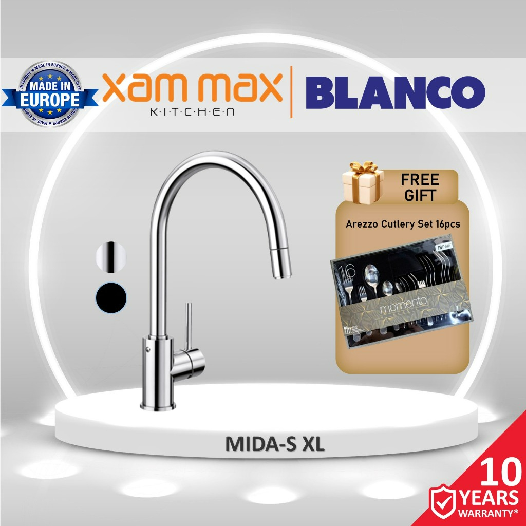 Blanco Mida-S XL Sink Mixer | Pull Down Spray | Black Matt | Brass ...