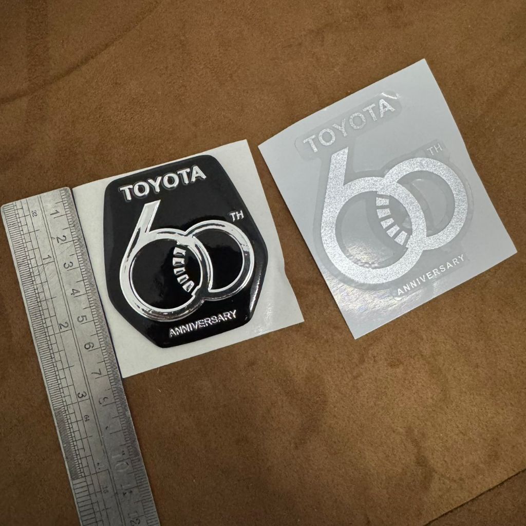 TOYOTA 60TH ANNIVERSARY Sticker ANNIVERSARY 3D TOYOTA Embossed Logo 60 ...