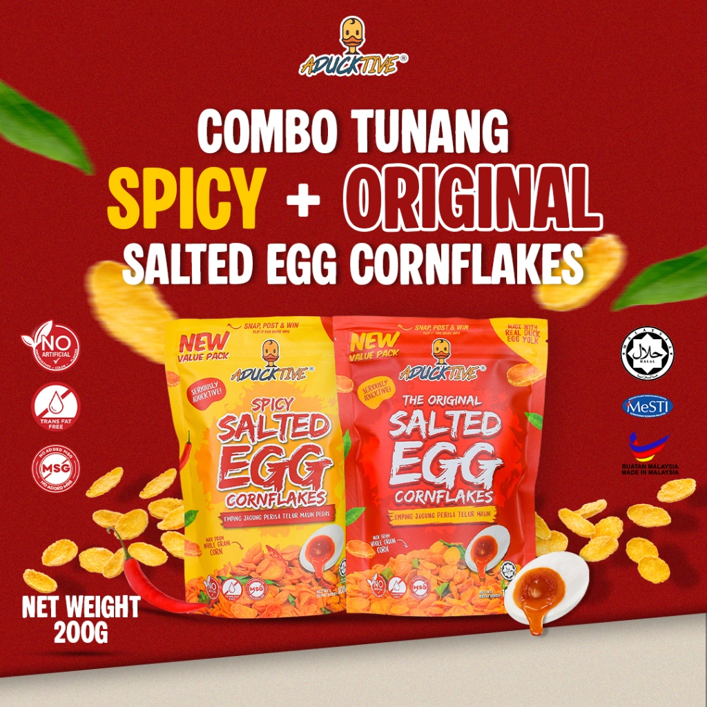 Aducktive Value Pack Spicy & Original Salted Egg Cornflakes | Shopee ...
