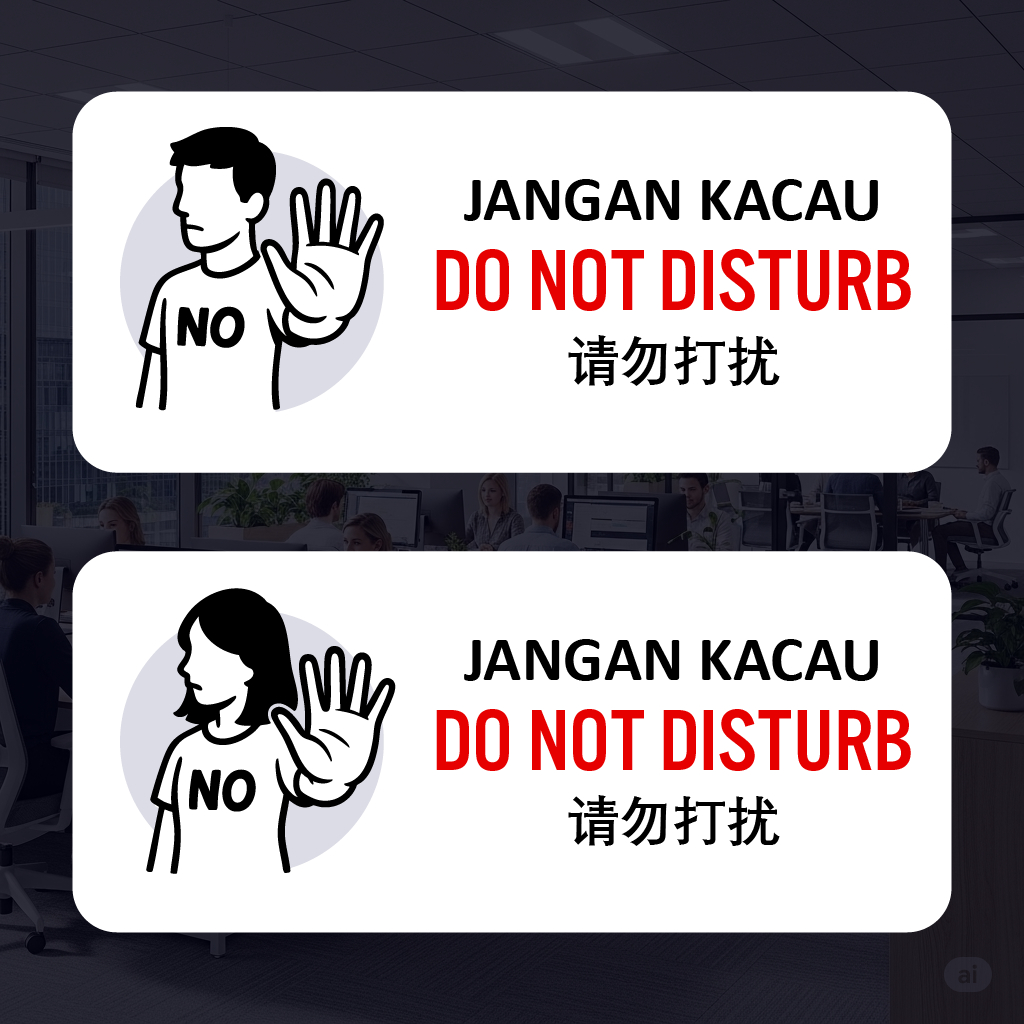 Do Not Disturb. Jangan Kacau. 请勿打扰. Sticker Sign Signage Notice Label ...
