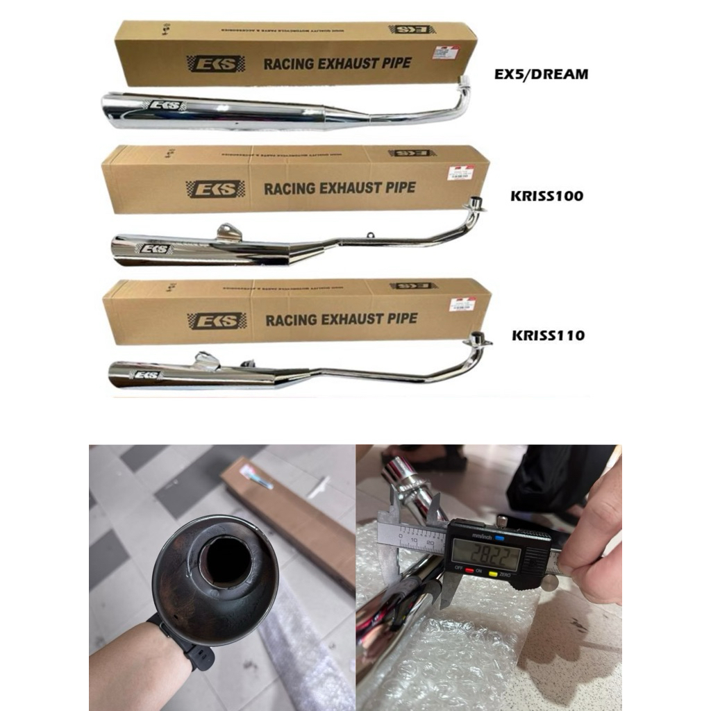 (EKS)(28MM) HONDA EX5 DREAM EX5 POWER RACING MUFFLER EXHAUST ASSY ...