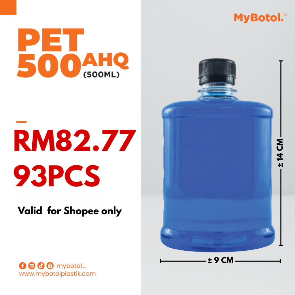 [mybotol] 500ML | 93PCS Per Bundle BOTOL PLASTIK PETAK | BOTOL JUS JAMU ...