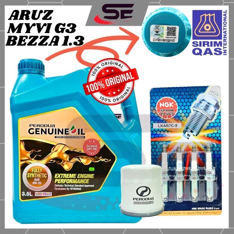 PERODUA Engine Oil 0w20 3.5L Fully Synthetic Minyak Hitam Bezza New ...