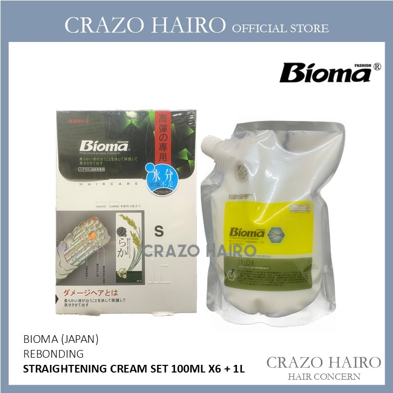 Bioma (Japan) Rebonding Hair Straightening Cream 100ml x6 + Neutralizer ...
