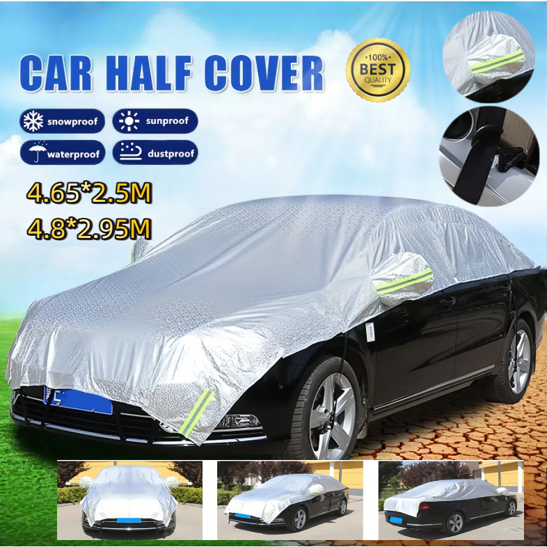 Universal Half Car Cover Outdoor Protection Sun UV Dust Resistant Car ...