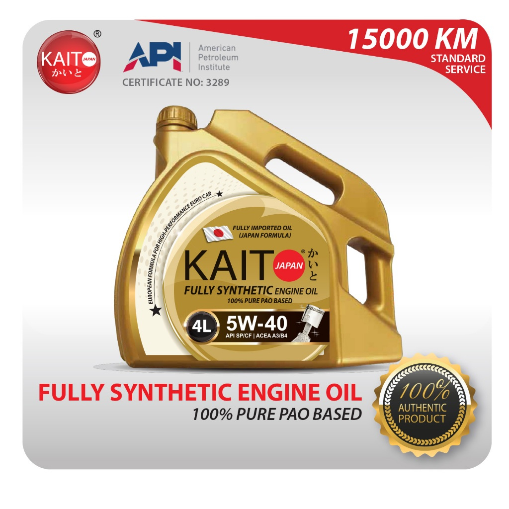 KAITO JAPAN 5W-40 PAO Fully Synthetic Engine Oil SP CF (4L) Minyak ...