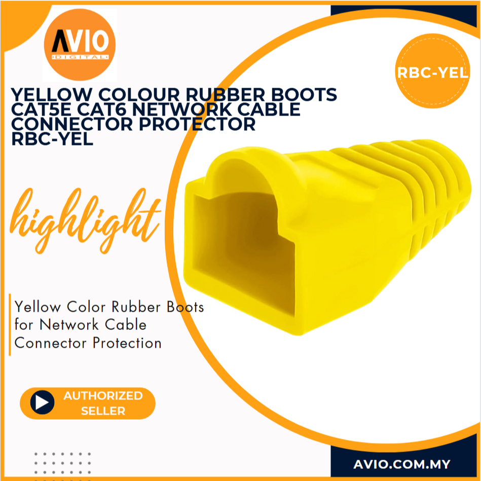 Yellow Rubber Boots RJ45 LAN Network Internet Cat5e Cat6 Crystal Plug ...
