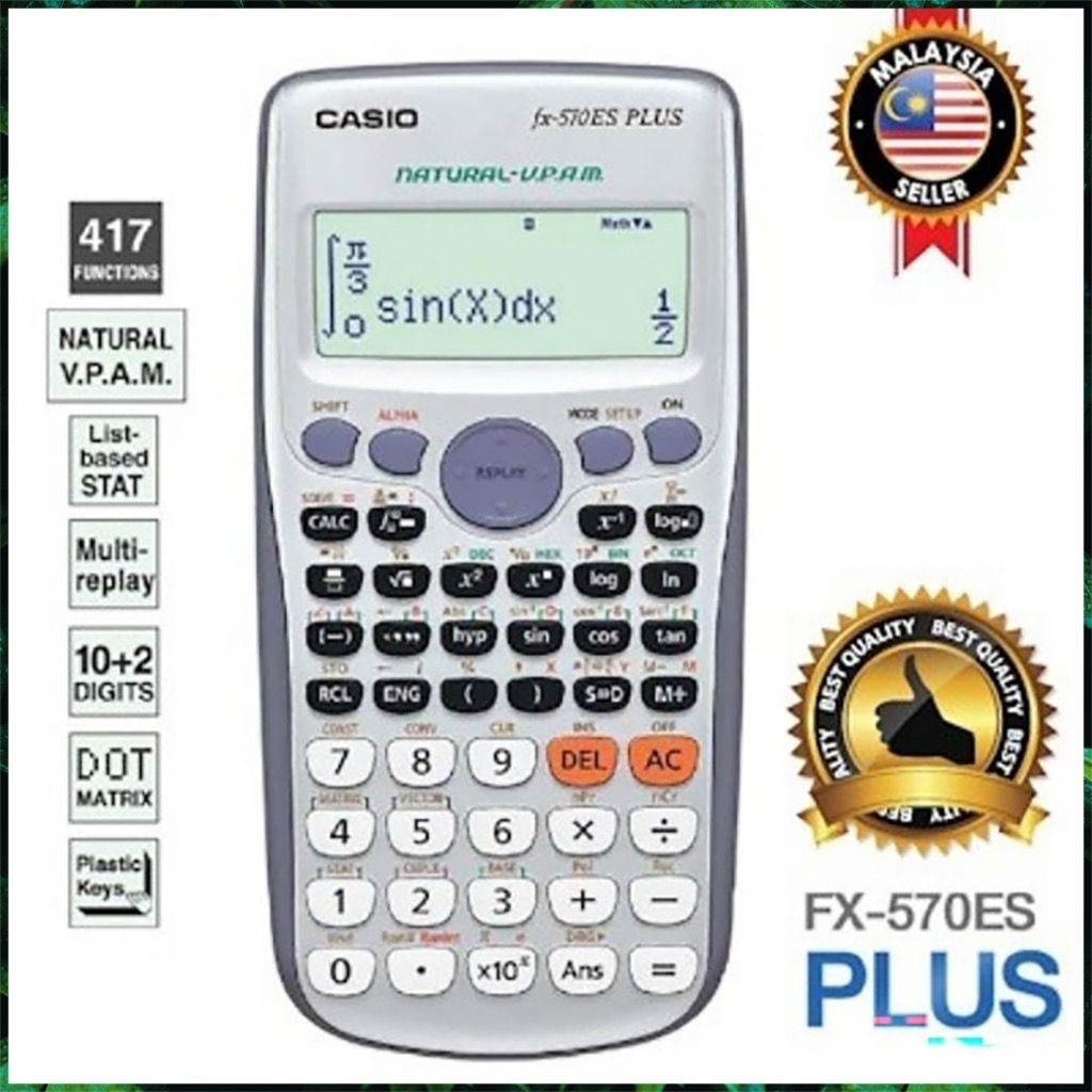 Casio Scientific Calculator fx-570ES Plus untuk Sekolah dan Pejabat ...