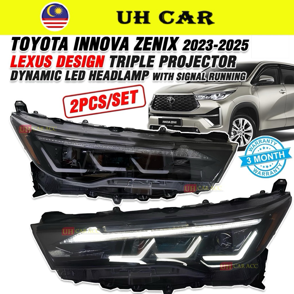 (LEXUS DESIGN) Toyota Innova Zenix 2023-2025 Triple Projector Dynamic ...