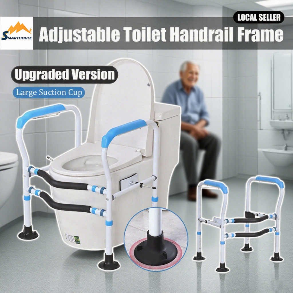 🇲🇾🚚Toilet Rail Adjustable Height Bathroom Safety Toilet Frame Commode ...