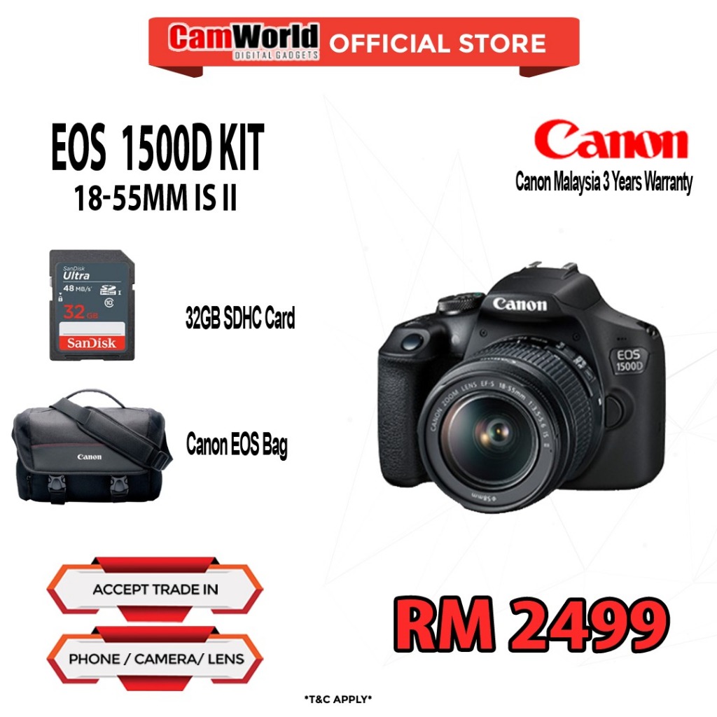 Canon EOS 1500d Kit (EF-S 18-55 IS II) ( CANON MALAYSIA ) | Shopee Malaysia