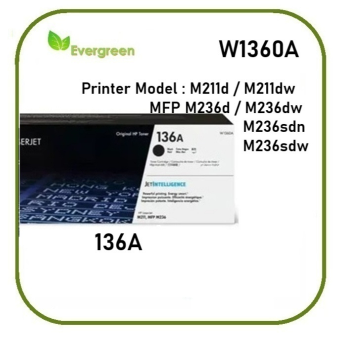 Evergreen HP 136A W1360A Original LaserJet Toner Cartridge HP 136X ...