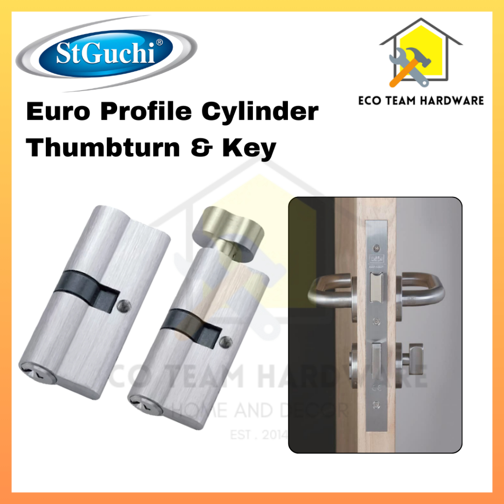 ST Guchi Euro Profile Cylinder Lock Thumbturn & Key 60mm 70mm | Shopee ...