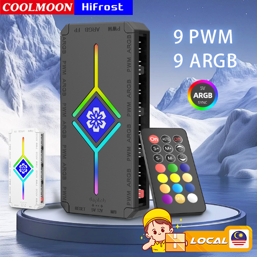 CoolMoon HiFrost ARGB PWM Hub Controller 18 in 1 Wireless Remote 5V3P ...