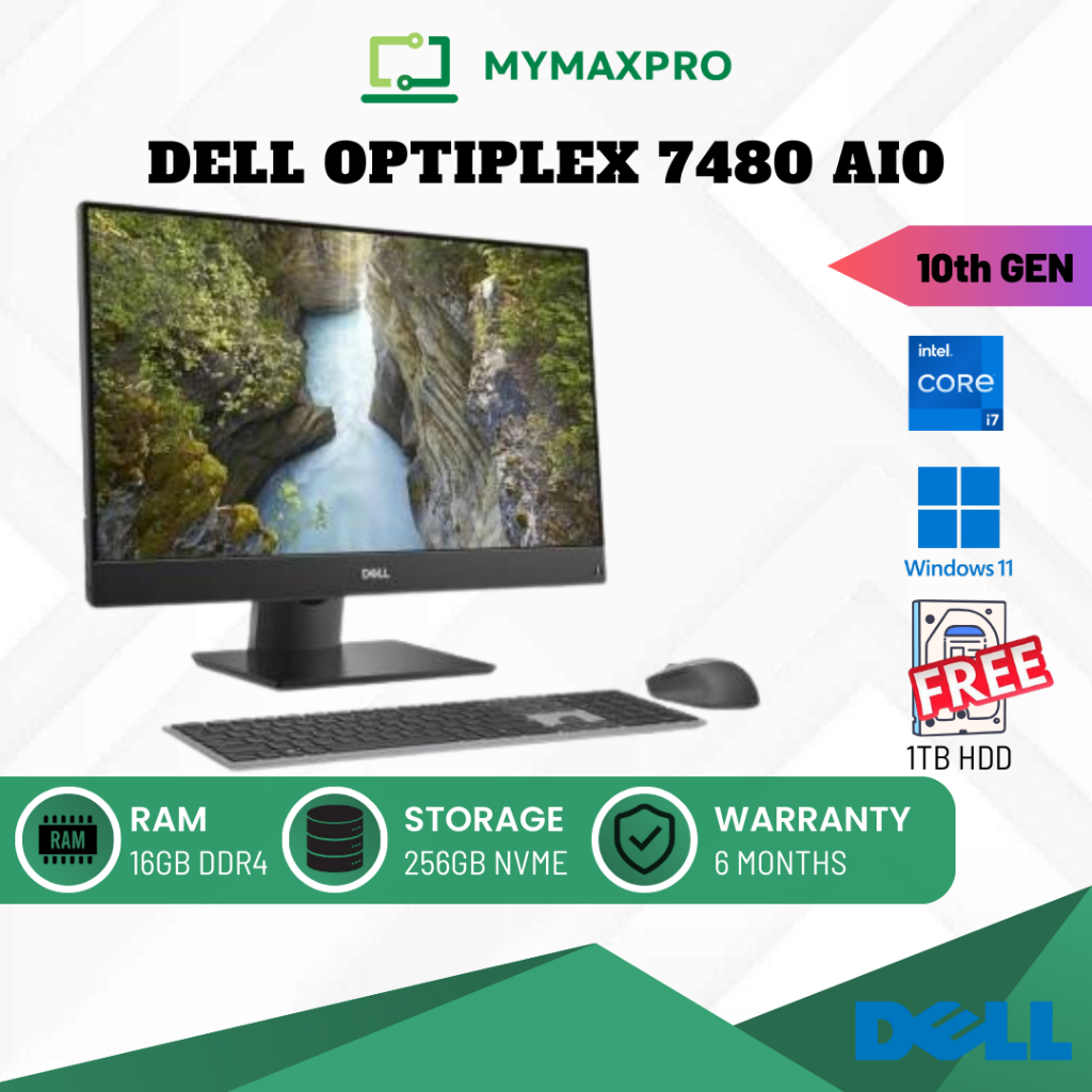 AIO i7 Dell Optiplex 7480 Intel Core i7 (10th Gen) / 16GB RAM / 256GB ...