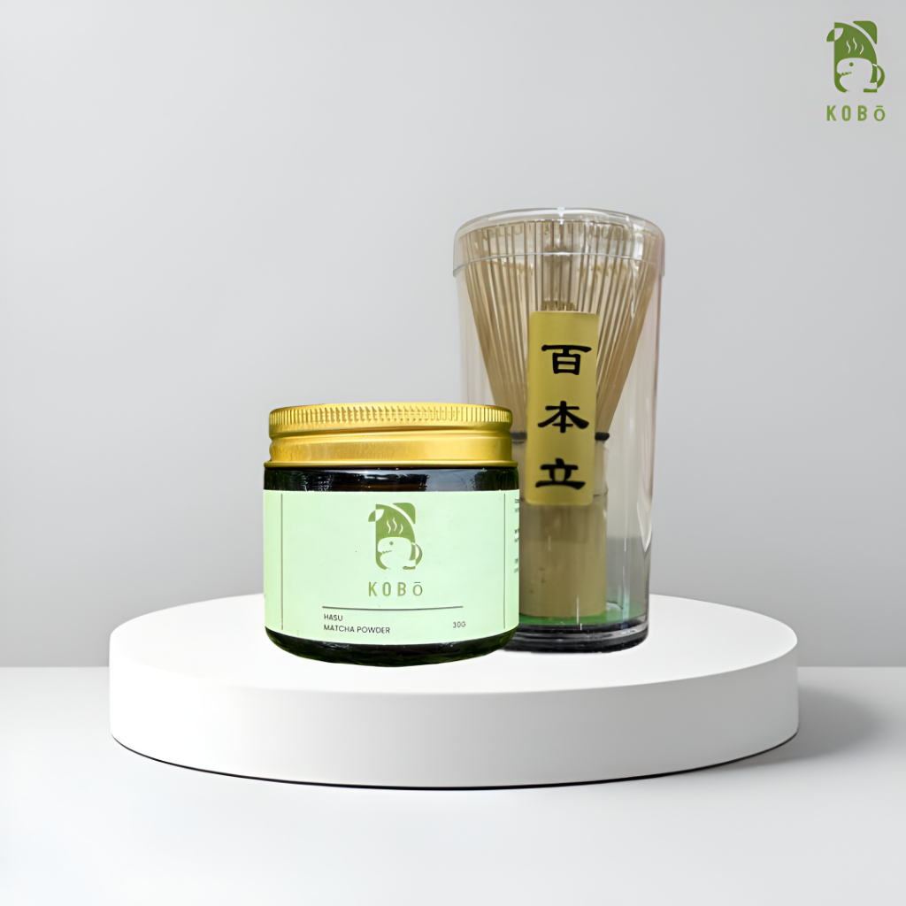 KoBō - Hasu Matcha Powder 30g + Matcha Bamboo Whisk Chasen Brush 100 ...