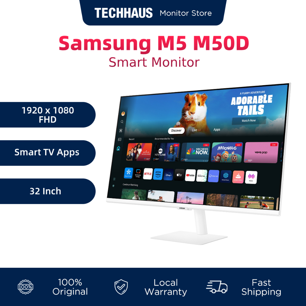 Samsung LS32DM501EEXXS 32" Smart Monitor M5 M50D FHD White with (3 ...
