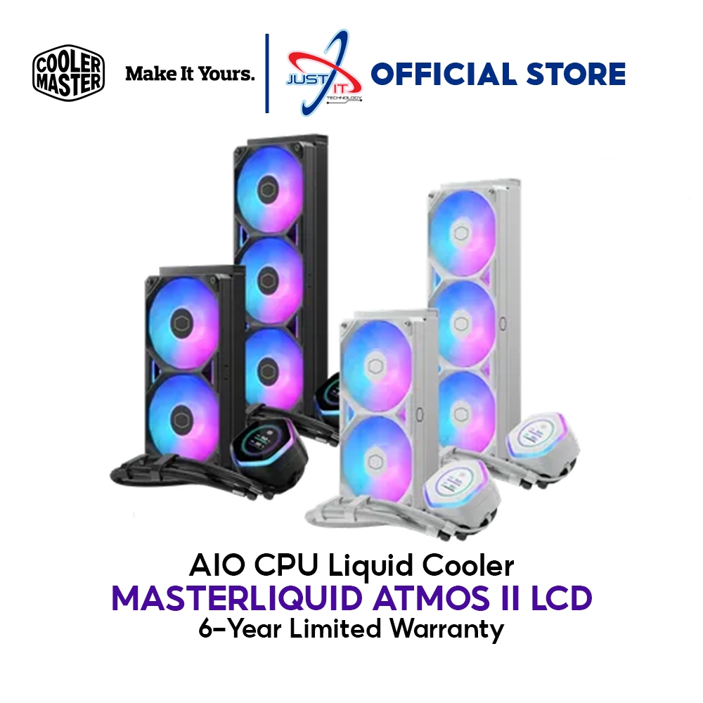 COOLER MASTER MASTERLIQUID ATMOS II LCD 240 / 360 AIO LIQUID COOLER ...
