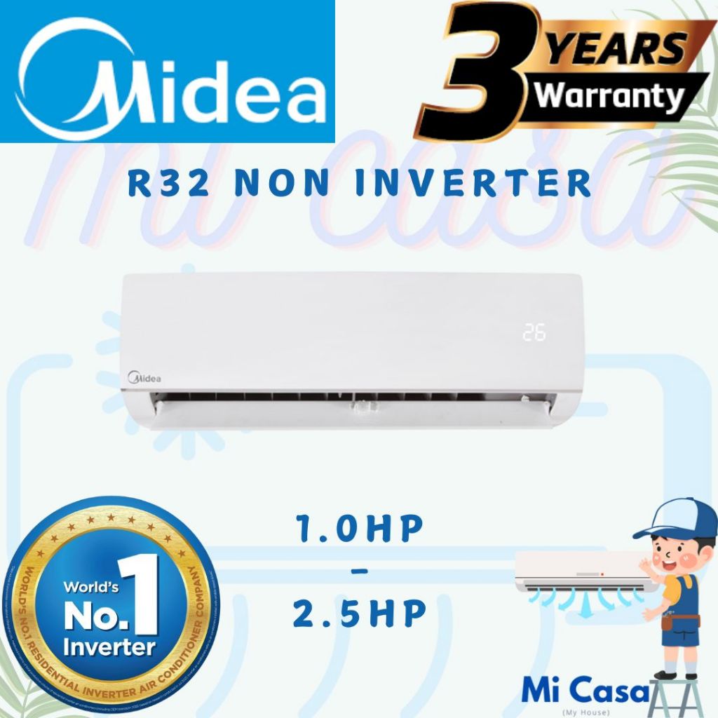 KUCHING SARAWAK SABAH EM MIDEA R32 AIRCOND NON-INVERTER 1.0 HP - 3.0 HP MSMF | Shopee Malaysia