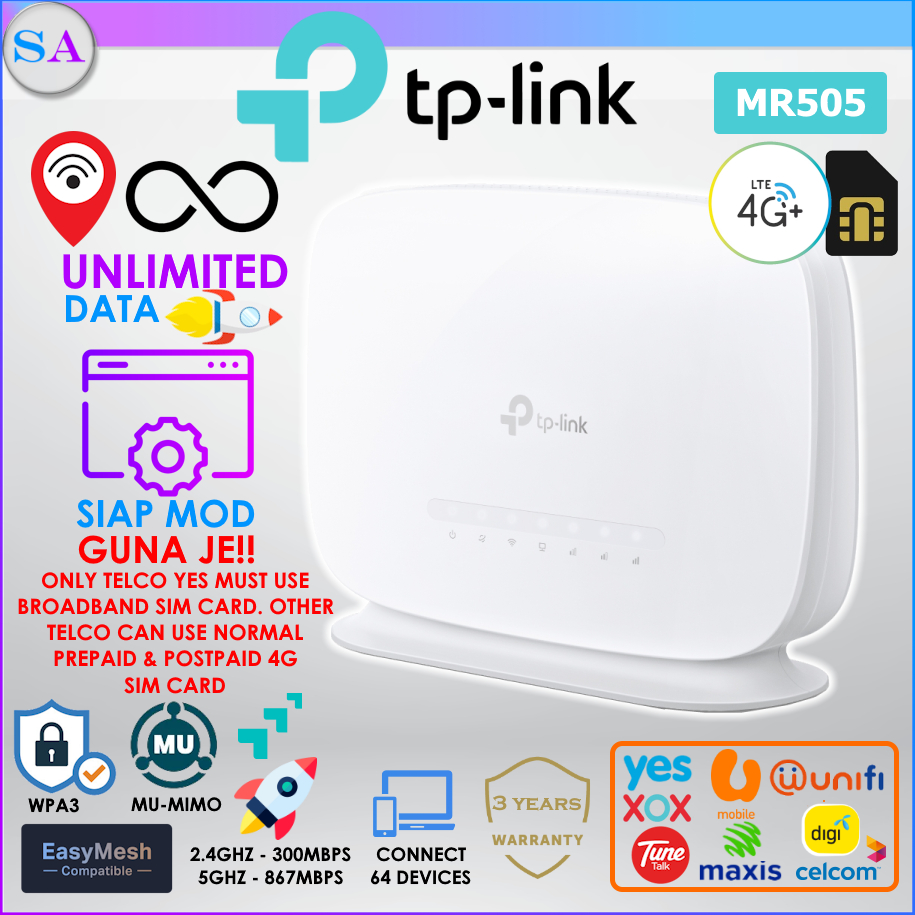 TP-Link Archer MR505 4G+ LTE Wifi Cat6 AC1200 Wireless Dual Band ...