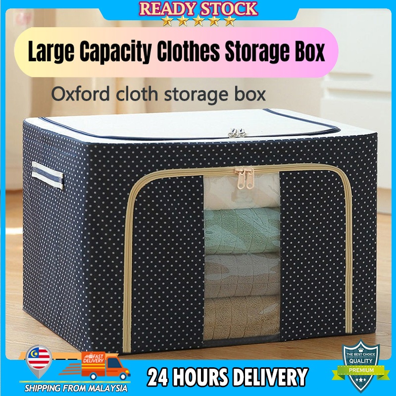 72L100L Oxford Large Foldable Storage Box Steel Frame Box Clothes ...