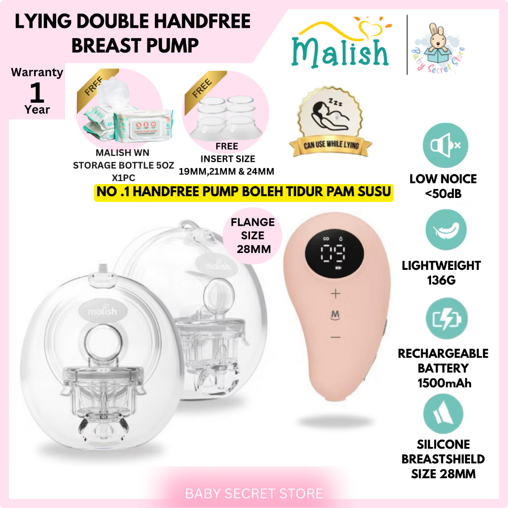 (FREE GIFT+VOUCHER) Malish Lying Double Rechargeable Handsfree Pump ...
