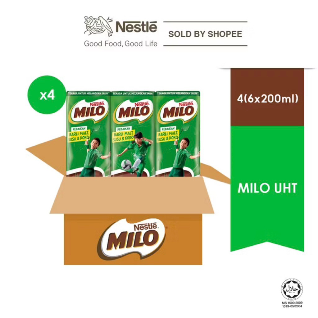 Carton of 24」 NESTLE Milo Chocolate Malt UHT 200ml (Halal) | Shopee ...