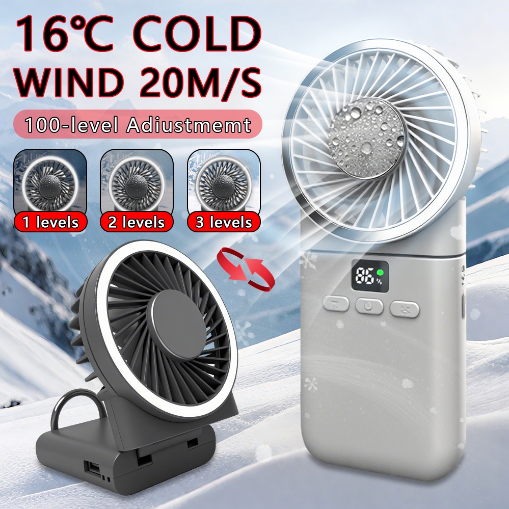 Cooling Fan With Light Portable Outdoor Adjust 100 Gears Speed Mini ...