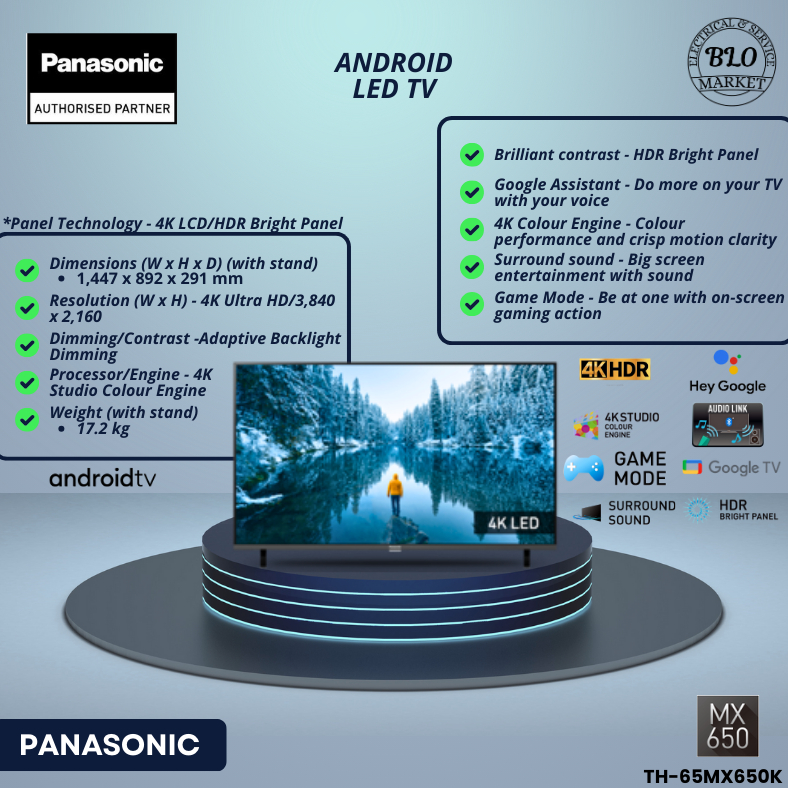 PANASONIC ANDROID LED 4K TV 65 INCH ( TH-65MX650K )( GAME MODE ...