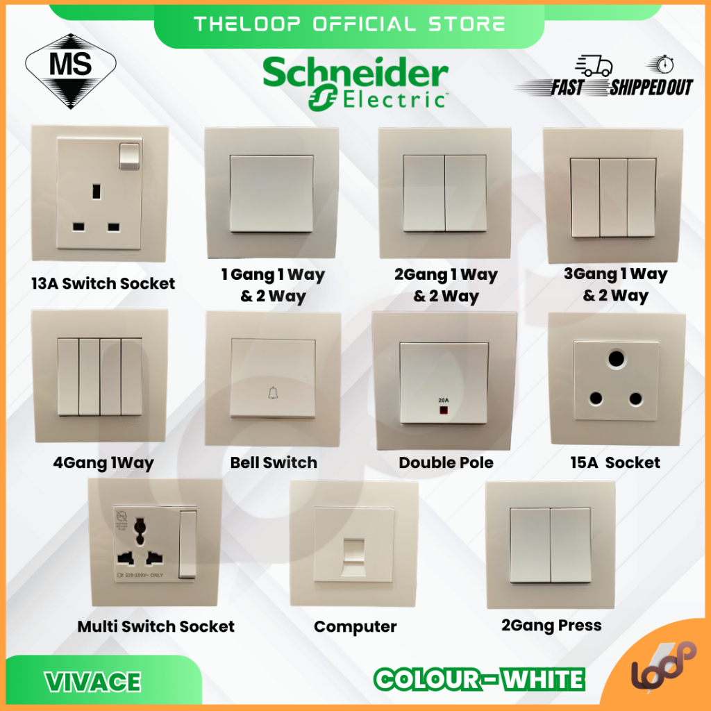 [READY STOCK] SCHNEIDER VIVACE SERIES SWITCHES WITH SIRIM / KB VIVACE ...
