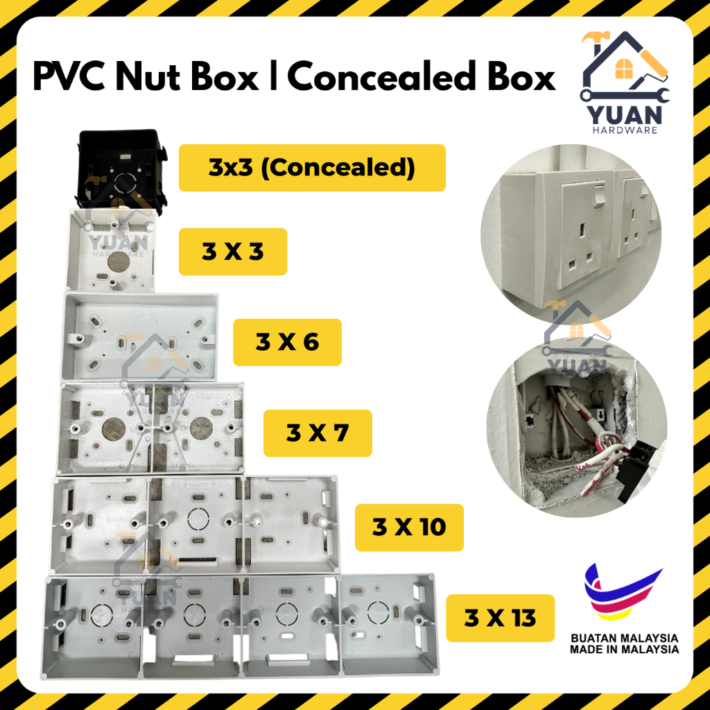 [READY STOCK] PVC Nut Box Surface Type Nut Box Concealed Box | Kotak ...