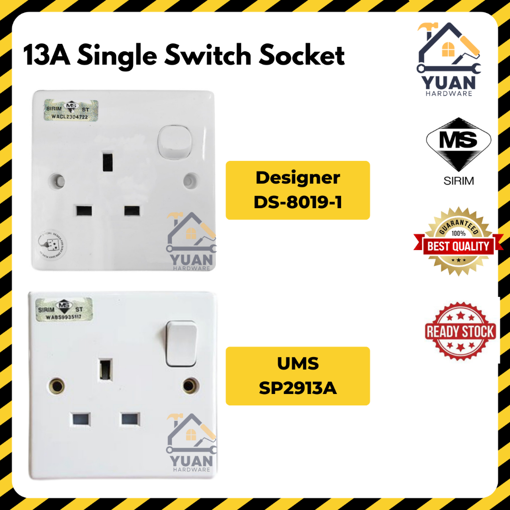 [SIRIM APPROVED] UMS SP2913A One Gang Switch Socket Outlet DESIGNER DS ...