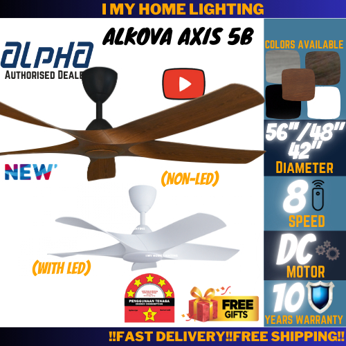 Alpha Alkova AXIS LED Ceiling Fan 56" 5 blade DC Motor with remote fan ...