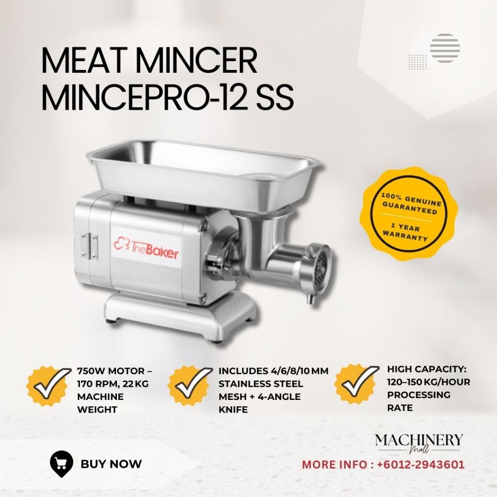 The Baker Meat Mincer MINCEPRO-12SS | Heavy Duty Electric Meat Grinder ...