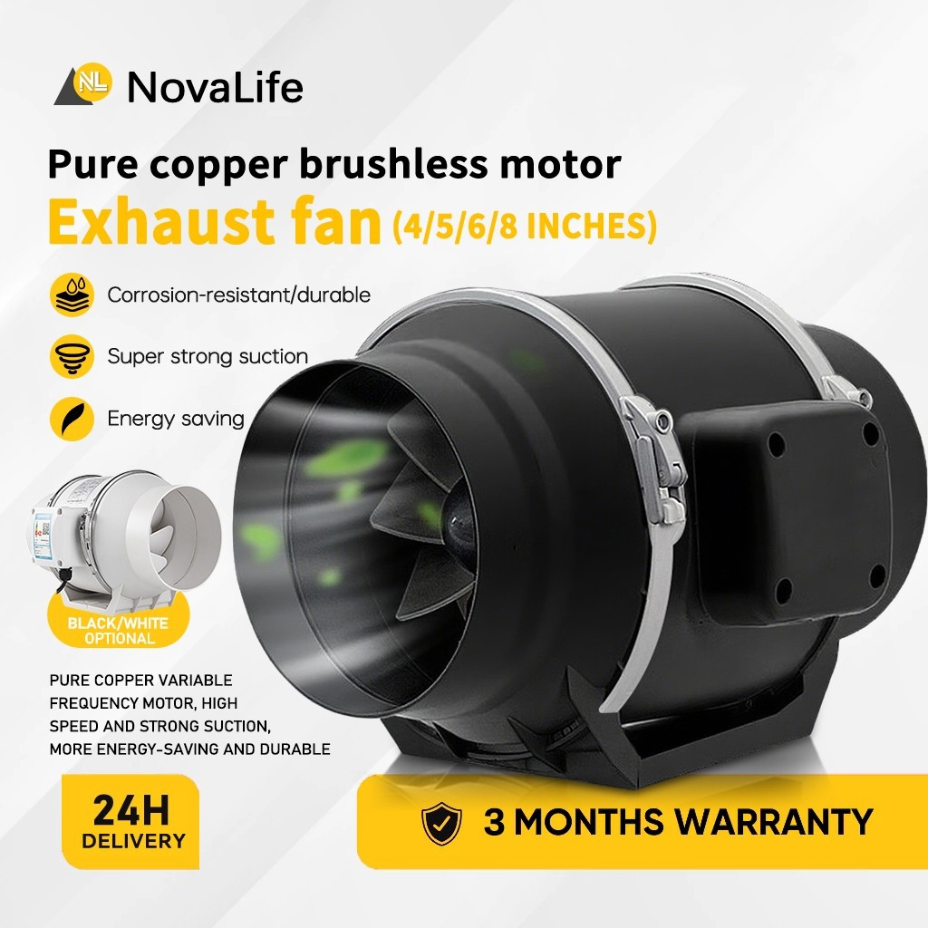 Exhaust Fan 4/5/6/8 Inch Suction Power Inline Duct Booster Fan Kitchen ...