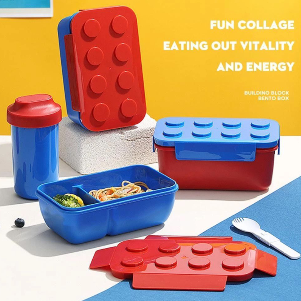 2/3 Grid Solid Color Lego Building Block Bento Heating Microwave Lunch ...
