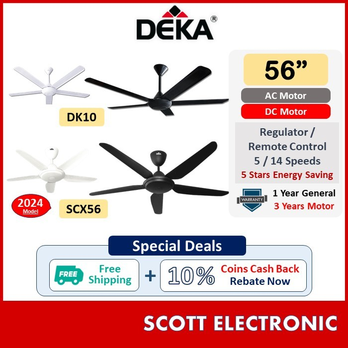 Deka 5 Speeds Designer Ceiling Fan with Remote Control / Regulator ...